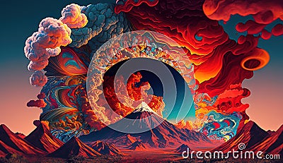 Fiery Eruption Volcano Collage Royalty-Free Stock Image | CartoonDealer ...