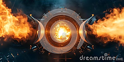 A Fiery Rocket Engine Ignites Generating Immense Power And Launching ...