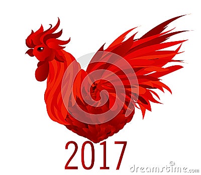 Fiery Rooster In The Shape Of A Heart. Vector. Symbol 2017 ...