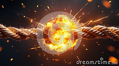 Fiery Rope Breakage Exploding Rope Signifying Breaking Point Tension ...
