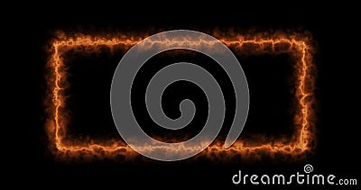 Fiery Yellow Red Rectangle on a Black Background. Abstract Rectangle ...