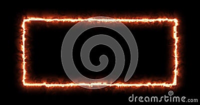 Fiery Yellow Red Rectangle on a Black Background. Abstract Rectangle ...