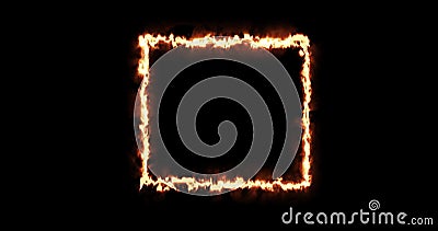 Fiery Yellow Red Rectangle on a Black Background. Abstract Rectangle ...