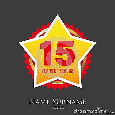 Fifteen Years Of Service Award Badge Vector Illustration ...