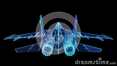 Fighter Jet in Flight from Abstract Polygonal Line. Low Poly Fighter in ...