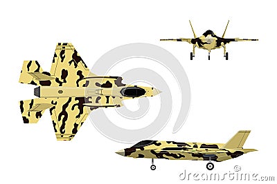Fighter Jet. War Plane In Flat Style. Military Aircraft In Top, Cartoon ...