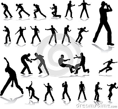 Fighting Men. Silhouettes Cartoon Vector | CartoonDealer.com #11887655