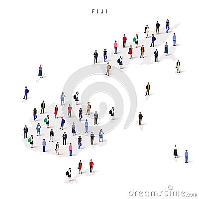 Fiji Population Map. Large Group Of People In A Shape Of Fijian Map ...