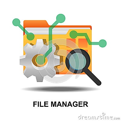 File Manager Icon. Folder With Documents Isolated On Background Cartoon ...