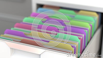 File with Investment Data in the Office File Cabinet. 3D Animation ...