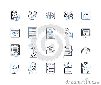 File Processing Line Icons Collection. Parsing, Extraction, Compression, Encryption, Decryption ...