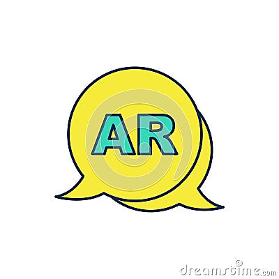 Filled Outline Augmented Reality AR Icon Isolated On White Background ...