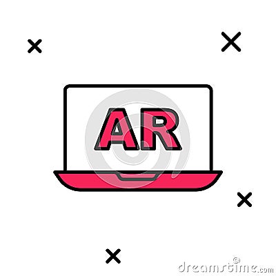 Filled Outline Augmented Reality AR Icon Isolated On White Background ...