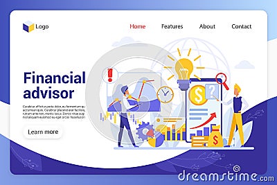 Financial Advisor Landing Page Vector Template | CartoonDealer.com ...