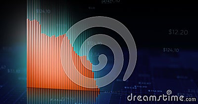 Financial Chart Shows the Fall on Markets in Number Data Background ...