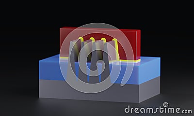 FinFET Transistor. 3D Model Compare The Size And Area. Illustration For ...