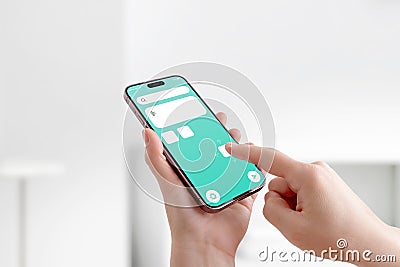Finger Dragging Icons And UI Elements On Smartphone Screen, Concept Of ...