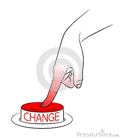 Finger Presses CHANGE Button. Personal Development And Career Growth ...