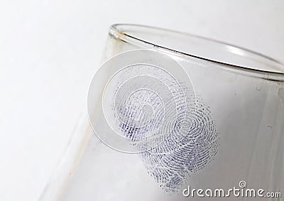Fingerprint On A Glass, Highlighted By Forensic. Royalty Free Stock ...