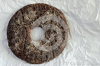 Finnish Traditional Round Ray Bread On A Crumpled White Paper Royalty ...