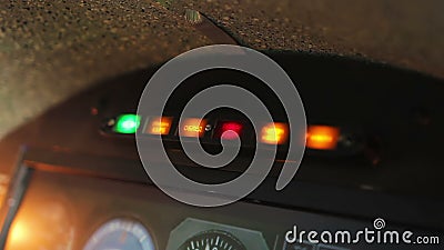 Fire Alarm Indicator Blinking Red on Cockpit Panel, Emergency Warning ...