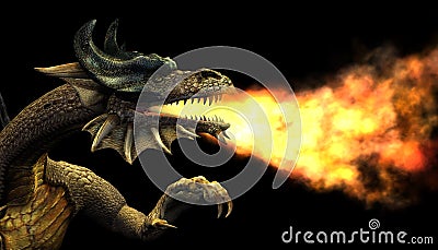 Fire Breathing Dragon Portrait Royalty Free Stock Image - Image: 497036