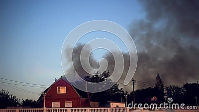 Fire Burning and Black Smoke Over the House Stock Footage - Video of ...