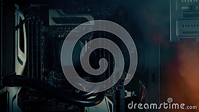 Fire Inside Computer with Thick Smoke Stock Footage - Video of ...