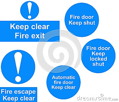 Fire Door Signs Collage Cartoon Vector | CartoonDealer.com #58706975