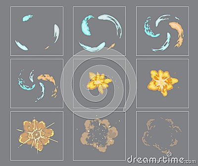 Fire Explosion Special Effect Animation Frames Cartoon Vector ...