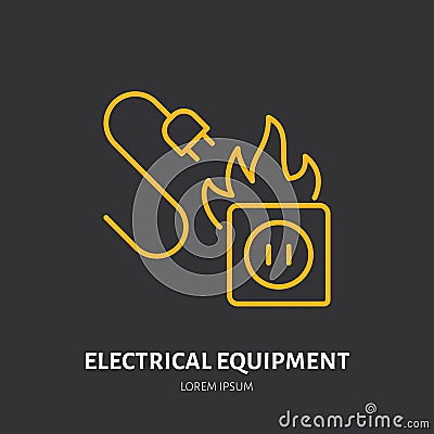 Fire Extinguisher Flat Line Sign Of Electrical Equipment Fire Type ...