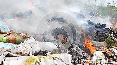 Fire at the Garbage Dump. Burning Garbage, Ecology in Danger Stock ...