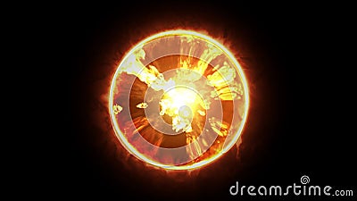 Fire Glowing Magic Sphere on a Black Background Animation. Stock Video ...