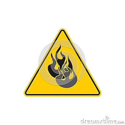 Fire Hazard Icon. Burning Flames Triangle. Yellow Warning Sign. Safety ...
