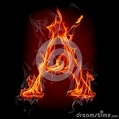 Fire Letter Isolated on Black Background Stock Illustration ...