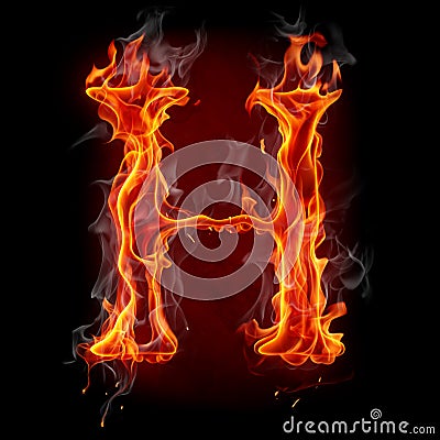 Fire Letter Isolated on Black Background Stock Illustration ...