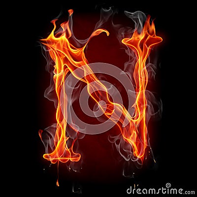 Fire Letter Isolated on Black Background Stock Illustration ...