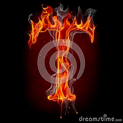 Fire Letter Isolated on Black Background Stock Illustration ...