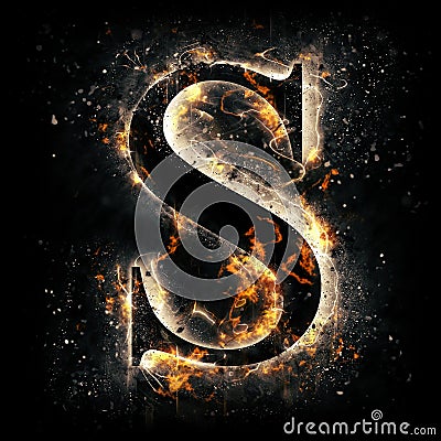 Fire Letter Isolated on Black Background Stock Illustration ...