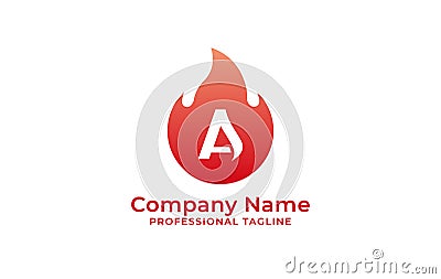 A On Fire Logo Design Template, A Logo In Fire Flame, Vector Eps File ...