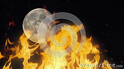 Fire with Moon in Background Stock Footage - Video of full, night: 61539184