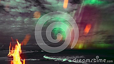 Fire on ocean shore stock footage. Video of horizon - 166881690