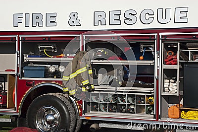 Fire Rescue Concept, Emergency Firetruck Closeup Stock Photos - Image ...
