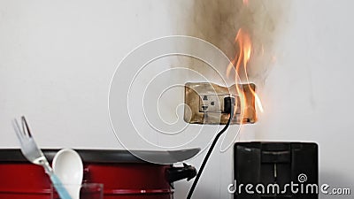 Fire and Smoke from Plugging the Power Cord into an Overloaded ...