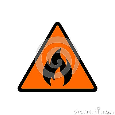 Fire Warning Sign On White. Fire Warning Sign In Yellow Triangle ...