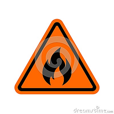 Fire Warning Sign On White. Fire Warning Sign In Yellow Triangle ...