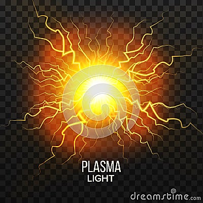 Fireball Plasma Vector. Lightning Effect. Magic Explosion. Voltage ...