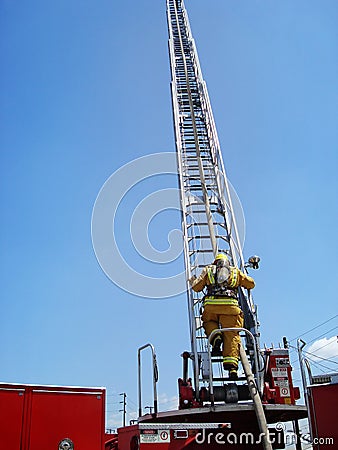 Firefighter Ladder Climb Royalty Free Stock Photography - Image: 18717087
