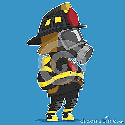 Firefighter Stands Vector Illustration | CartoonDealer.com #52673380