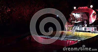 Fire Department Water Shuttle Operation Stock Video - Video of ...